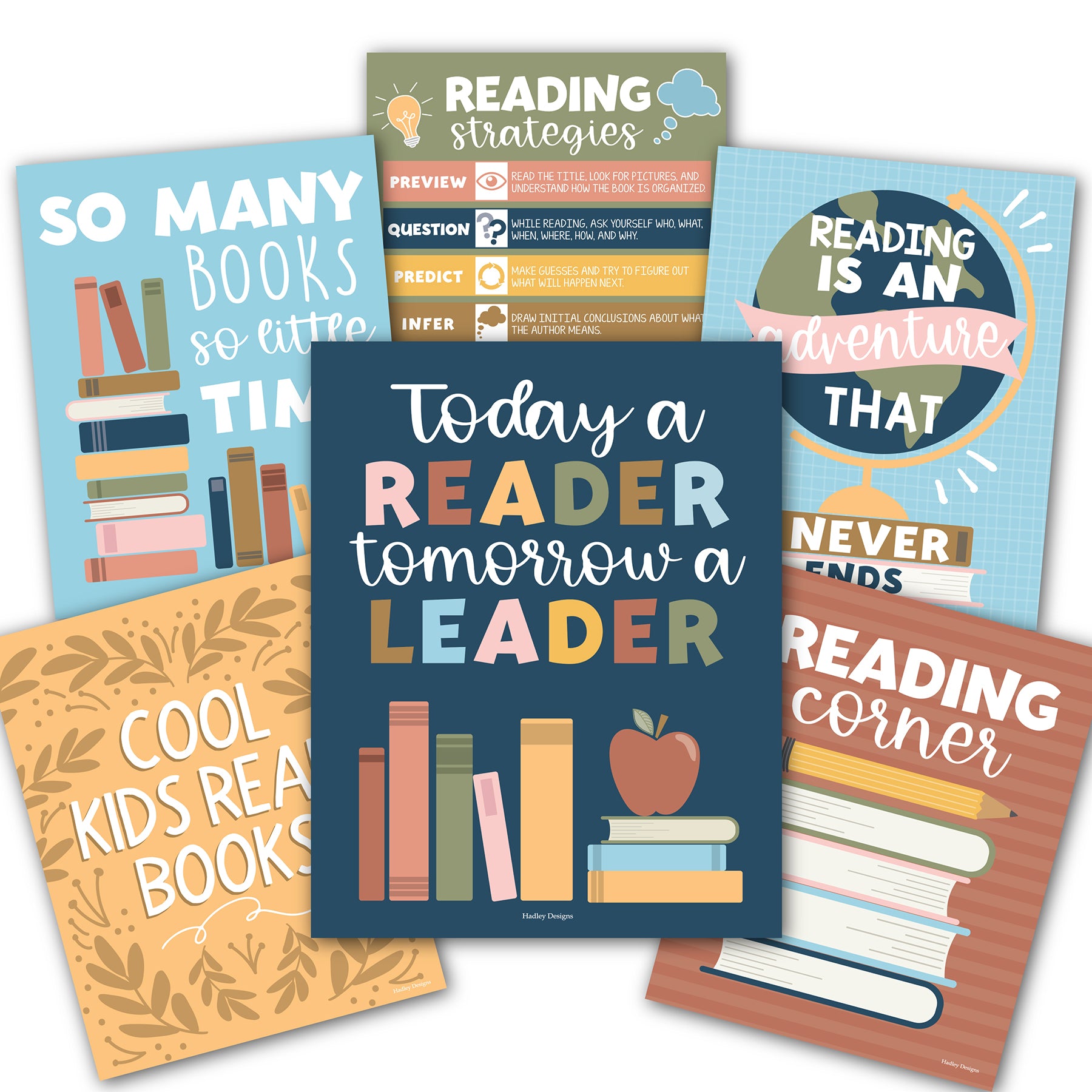 Colorful Pastel Reading Posters For Classroom Library Decor, Set of 6 ...